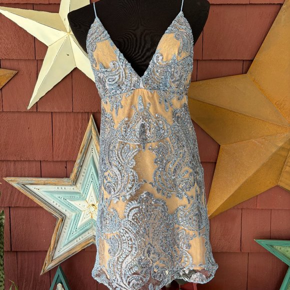 Free People | Dresses | Nwt Free People Night Shimmer Lace Mini Dress ...